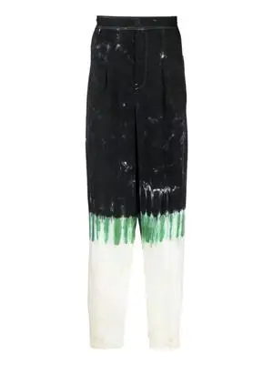 TOGA VIRILIS Tie-dye Print Straight-leg Trousers - Black