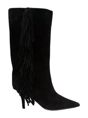 Paris Texas 75mm Jessie Fringe Boots - Black