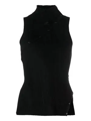 COURREGES Logo-embroidered Ribbed Tank Top - Black