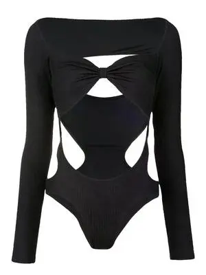 AMIR SLAMA Cut-out Detail Long-sleeved Top - Black