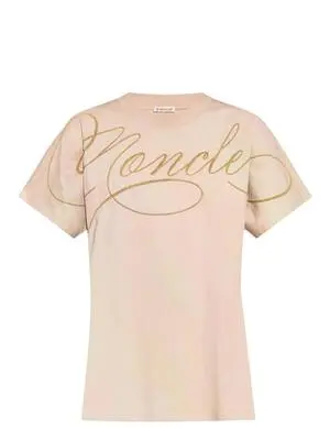 Moncler Embroidered Cursive-logo T-shirt - Pink