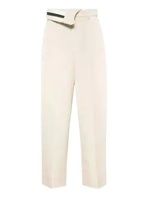 Fendi Foldover Waist Gabardine Trousers - Neutrals