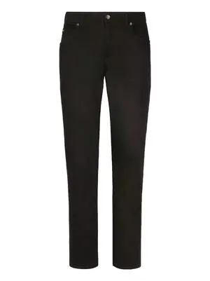Dolce & Gabbana Logo-plaque Slim-fit Jeans - Black