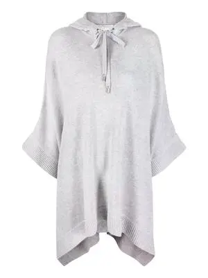 Michael Kors Fine-knit Hooded Cape - Grey