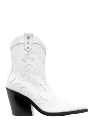 Philipp Plein Stars-detail Cowboy Boots - White