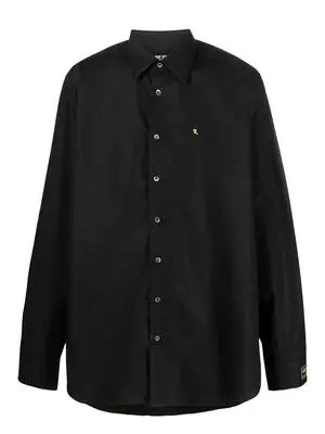 Raf Simons Logo-embroidered Long-sleeve Shirt - Black