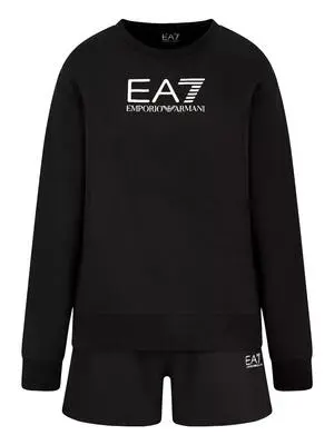 EA7 Logo-print Track Shorts - Black