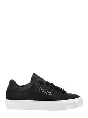 Philipp Plein Signature-print Leather Sneakers - Black