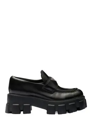 Prada Monolith Leather Loafers - Black