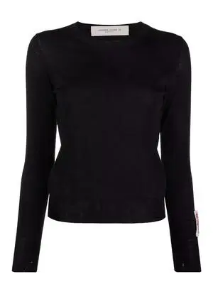 GOLDEN GOOSE Logo-patch Wool Jumper - Black