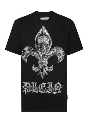 Philipp Plein Chrome-print Round-neck T-shirt - Black