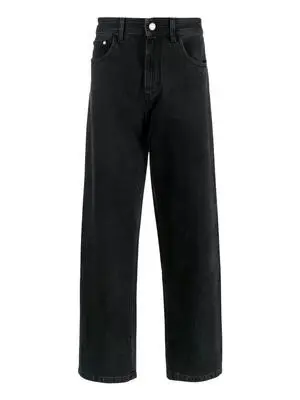 Gcds Graffiti-print Wide-leg Jeans - Black