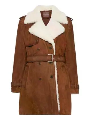 Ermanno Scervino Double-breasted Shearling Coat - Brown