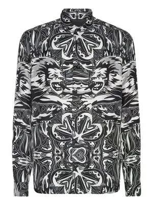 Philipp Plein Dandy Lion Circus Silk Shirt - Black