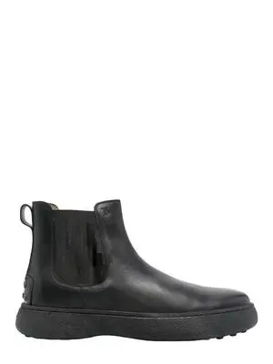 TOD'S Logo-debossed Leather Boots - Black