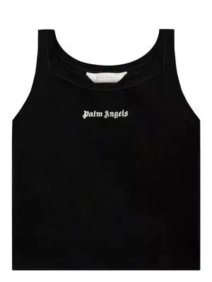 Palm Angels Logo-embroidered Ribbed Tank Top - Black