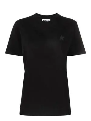 GOLDEN GOOSE Logo-embroidered Short-sleeved T-shirt - Black