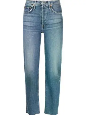 RE/DONE Strobe Pipe High-rise Straight Jeans - Blue