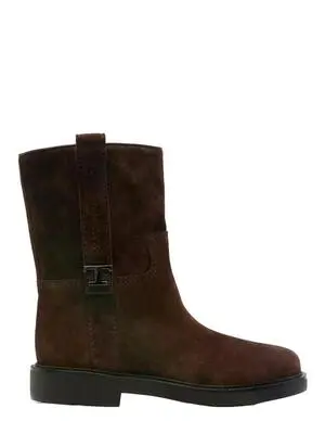 TOD'S T Timeless Plaque Boots - Brown