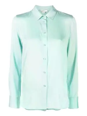 Vince Stretch-silk Buttoned Shirt - Blue