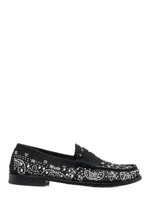 Rhude Bandana-print Raw-cut Loafers - Black