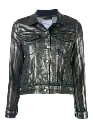 MADISON MAISON Metallic Denim Cropped Jacket - Silver
