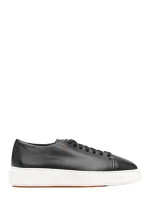 Santoni Leather Low-top Sneakers - Black
