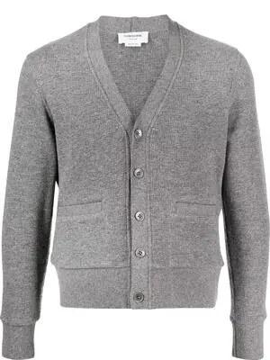 Thom Browne Waffle-knit Cashmere Cardigan - Grey