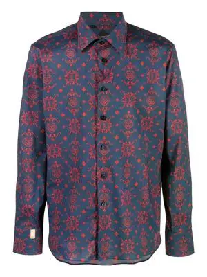 BILLIONAIRE Abstract Pattern Print Cotton Shirt