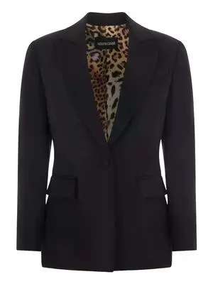 Roberto Cavalli Single-breasted Cady-texture Blazer - Black