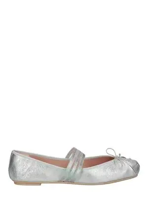 Pretty Ballerinas Leather Ballerina Shoes - Silver