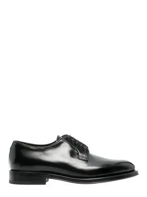 Santoni Polished Leather Derby Shoes - Black