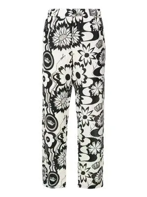 AMIR SLAMA Graphic-print Straight-leg Trousers - Black