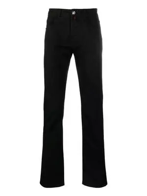 BILLIONAIRE Logo-embroidered Straight-leg Jeans - Black