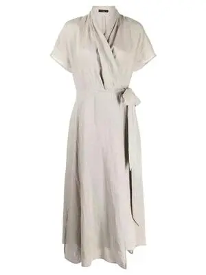 Voz Butterfly Linen Wrap Dress - Grey