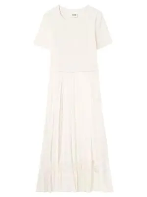 CLAUDIE PIERLOT Claudie Pierlot Two-Tone Lace Trimmed Midi Dress