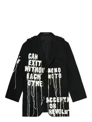 Yohji Yamamoto Embroidered Wool Blazer - Black