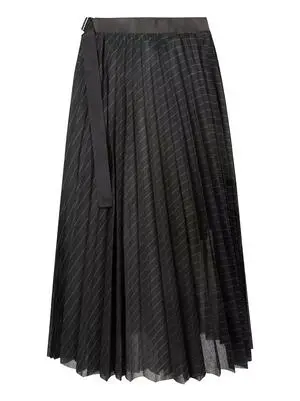 Sacai Striped Pleated Skirt - Black