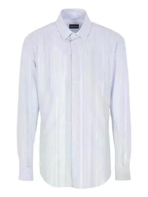 Giorgio Armani Striped Cotton-blend Shirt - Blue