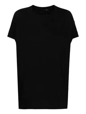 MARINA YEE Draped-detail Cotton T-shirt - Black