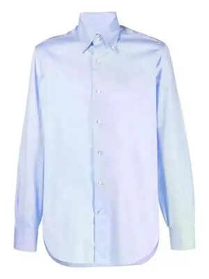 BARBA NAPOLI Point-collar Cotton Shirt - Blue