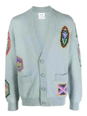 BARRIE Scottish Symbols Intarsia-knit Cardigan - Blue