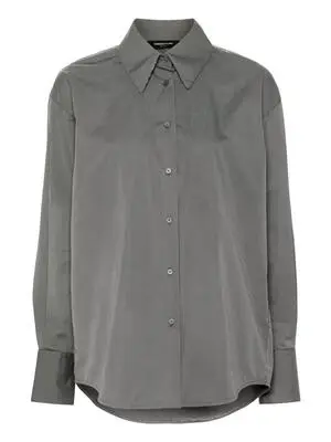 Fabiana Filippi Beaded-trim Poplin Shirt - Grey