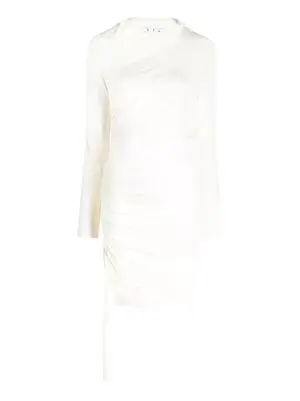 Off-White Asymmetric Ruched Minidress - Neutrals
