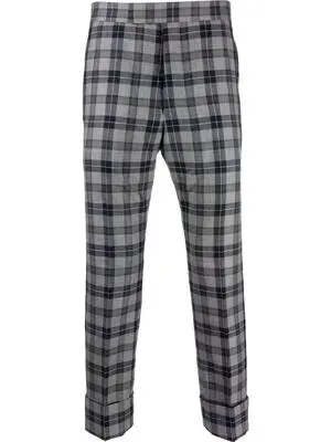 Thom Browne Tartan Cropped Tailored Trousers - Grey