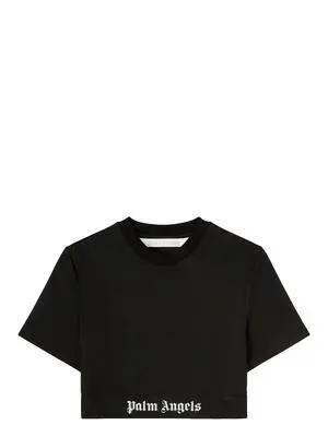 Palm Angels Logo Underband Cropped T-shirt - Black