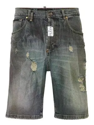 Philipp Plein Distressed-effect Denim Shorts - Grey