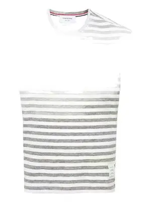 Thom Browne Striped Linen T-shirt - White