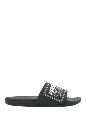 Versace Logo-embossed Slides - Black