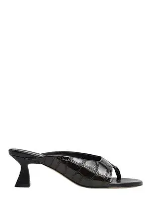 MIISTA Palmira Croco-embossed Slide Sandals - Brown